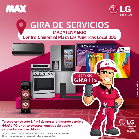 Llega a mazatenango la gira de servicios de productos LG en MAX